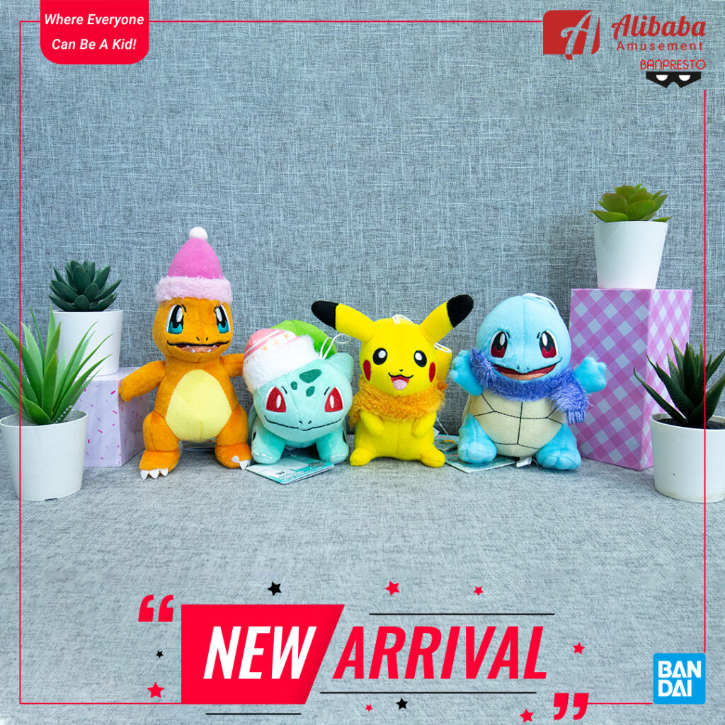 POKEMON WINTER STYLE PLUSH - PIKACHU . BULBASAUR . CHARMANDER ...